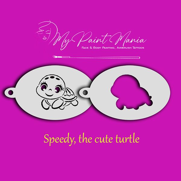 Facepainting Stencil Speedy The Cute Turtle |Facepaintshop